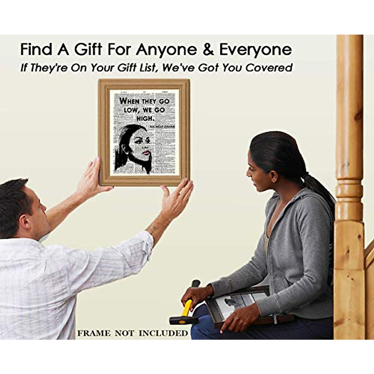 Positive Affirmations Wall Decor for Kids: "When They Go Low, We Go High." Michelle Obama 8x10 Inspirational, Motivational Poster & Motivational Wall Art Office Decor for Men & Women