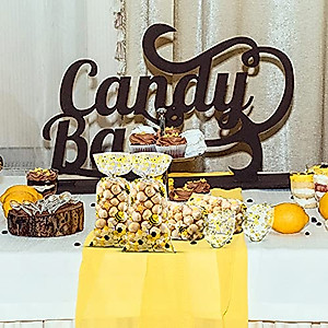 Outus 100 Pieces Bee Party Bags Treat Bags Yellow Honey Bee Cellophane Plastic Candy Bags Goodie Bags Bee Party Favor Bags with 100 Silver Twist Ties for Kid Bee Birthday Party Baby Shower Party Supplies