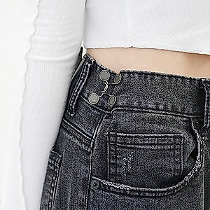 Adjustable Jeans Button Pin，No Need to Sew Jeans Button Needles，Waist Jeans Button Tightener for Women Man. (Gun)