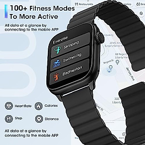 AKUMAKA Smart Watch for Men(Answer/Make Calls), 1.85'' Bluetooth Smart Watch for Android Phones and iOS, Fitness Tracker Watch with Heart Rate/Blood Oxygen/Sleep Monitor, IP68 Waterproof Sport Watch