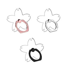 lenoup Transparent Oriental Cherry Cell Phone Ring Holder Kickstand,360 Rotation Clear Cherry Blossom Cell Phone Finger Ring Grip Stand for Phones,Pad