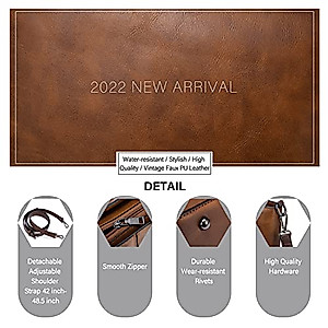 LOVEVOOK Large Shoulder Bag Purses for Women PU Leather Purse Work Bags with Multi-Pockets Vintage Tote Handbags Satchel Hobo Bag, Brown