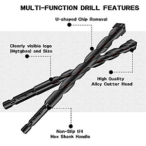 10PCS Masonry Drill Bits Set, Mgtgbao Tile Drill Bit Set for Glass, Brick, Tile, Concrete, Plastic and Wood Tungsten Carbide Tip for Ceramic Tile with Size 5mm 6mm 8mm 10mm 12mm