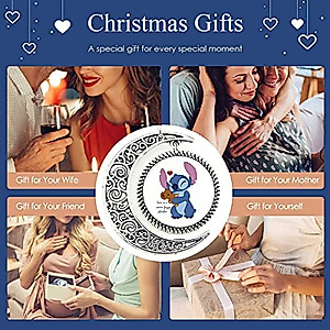 Mothers day Moon Pendant Sittch & Bear Love Is a Warm Fuzzy Plushie Charm Crescen Necklace Jewelry Gift