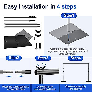 EMART Heavy Duty Backdrop Stand 8.5x10ft(HxW) Adjustable Background Support System Kit with Steel Base for Photography, Photo Backdrop Stand for Parties Birthday Video Studio - Black