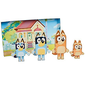Bluey Wooden Character Figures – 4 Colorful Wooden Figures – FSC Certified for Children 3 Years and Up