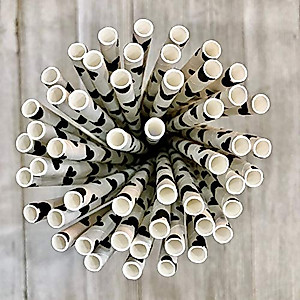 Mickey Mouse Inspired Paper Straws - Black White - 100 Pack - Outside the Box Papers Brand