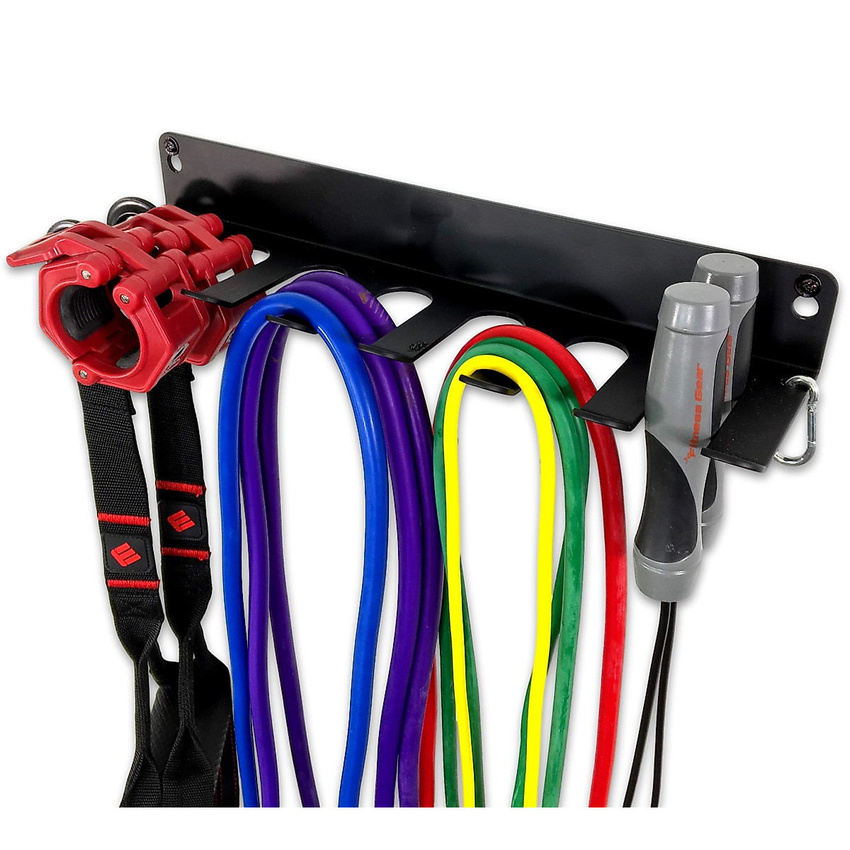 StoreYourBoard Home Gym Equipment Storage Rack, Wall Mount Hanging Organizer, Fitness Accessories Workout Bands Jump Ropes Yoga Foam Roller Belts, Solid Metal Exercise Gear Hooks