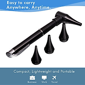 Novamedic Pack of 5, Pocket Otoscope Kits with LED Light Ideal for Ear Infection Diagnostics, Nurses Doctor EMTs & Medical Students, 3 Size Replacement Specula Tips