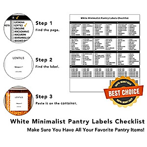 180 Kitchen Pantry Labels for Food Storage Containers, Preprinted Minimalist Food Labels for Jars, Waterproof Black Script Jar Label Stickers for Organization and Storage