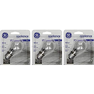 GE 15206, 40-Watt, Appliance, Medium Base, A15 Bulb Shape, 3-pk, 120-Volt, 1 Count (Pack of 3), Clear
