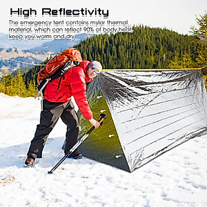 10 Pcs Emergency Thermal Tent Survival Shelter Ten 8 Ft x 3 Ft Emergency Tent 2 Person Tube Tent Lightweight Camping Tents and Shelters for Hiking Backpacking Camping Outdoor Survival