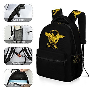 Roman Empire Senate SPQR Flag Laptop Backpack Fashion Shoulder Bag Travel Daypack Bookbags for Men Women
