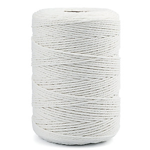 200M (218 Yard) 12-Ply Cotton Twine String,Cooking Kitchen Twine String Craft String Baker Twine for Tying Homemade Meat,Making Sausage,DIY Craft and Gardening Applications (Natural White)