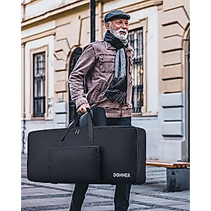 Donner 61 Key Keyboard Case, Portable Electric Piano Keyboard Gig Bag, Waterproof Durable 600D Nylon Oxford Cloth, 10mm Cotton Padded, 41"x 16"x 5", Black