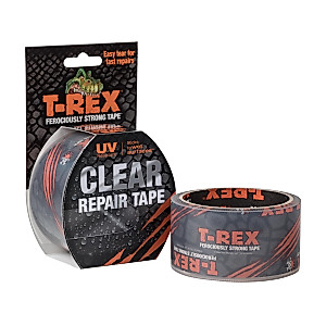 T-REX Ferociously Strong Repair Tape, Sticks to Wet Surfaces, All Weather and UV Resistant, 1.88" x 9 Yards, Clear, 1-Roll (241535)
