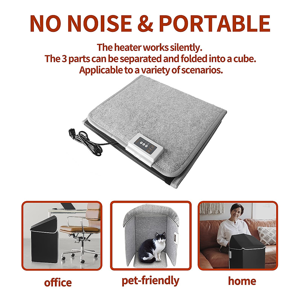 MAXCOM Portable Electric Space Heater with Timer, Extra Warmth for Legs, Ankles, Feet - Foldable & Portable & Quiet-heating - for Office/Under Desk/Home/Kitchen Use