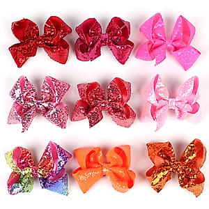 Xansema 5 Inches Sequins Large Bows Alligator Hair Clip Hair Barrettes Accessories for Women Teens Girls Kids