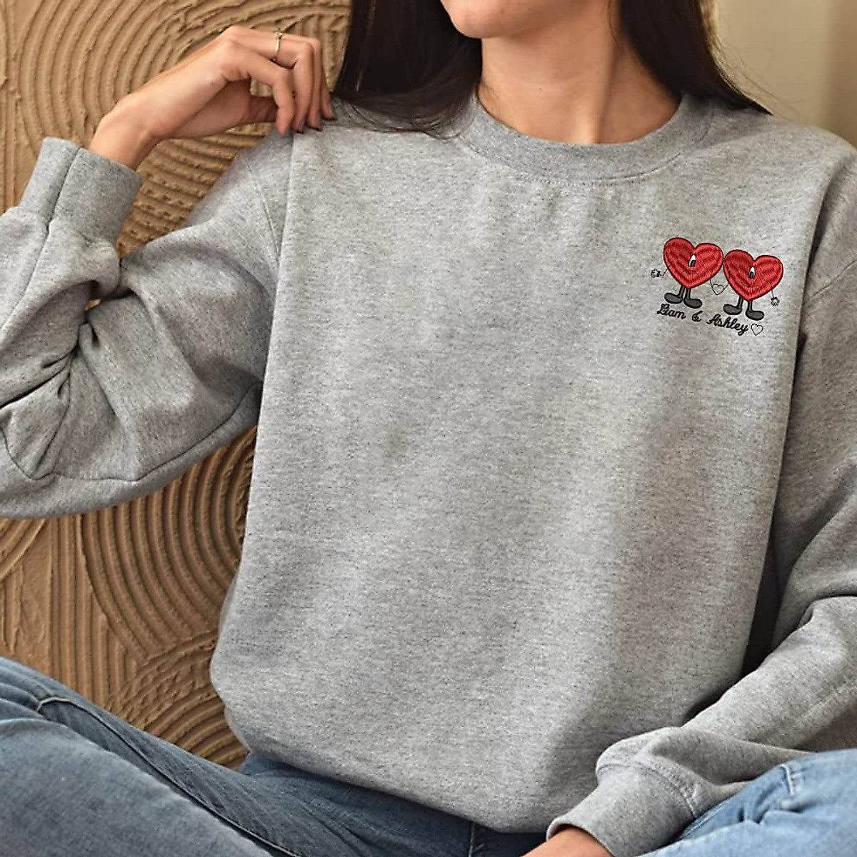 GODMERCH Custom Embroidered Matching Couple Hoodies, Matching Sweaters for Couples, Matching Outfits for Couples, His and Hers Hoodies, Embroidered Hoodie, Valentines Gifts