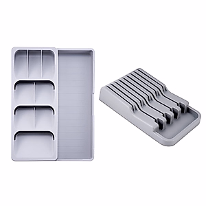 SOMIER Expandable Cutlery Tray Kitchen Drawer Organizer and In-Drawer Knife Holder