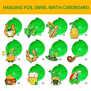 St Patricks Day Decorations 24 PCS, Shamrock LUCKY Banner Garlands Clover Hanging Swirls Irish Decor for Home Saint Patrick Party Supplies