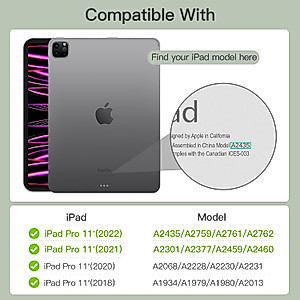 bloxflag Case for iPad Pro 11 inch 4th Generation (2022)/3rd/2nd/1st Gen(2021/2020/2018) with Pencil Holder/Pocket/Typing Angle Auto Sleep/Wake Vegan Leather iPad Pro 11 Cover (DarkGreen)