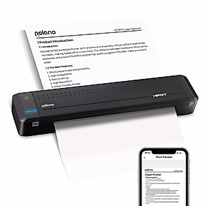 Portable Printer, POLONO MT800 2.0 Wireless Bluetooth Thermal Printer, Support 8.5" X 11" US Letter, Compatible with Android and iOS, Mobile Thermal Transfer Printer for Travel, Mobile Office and Home