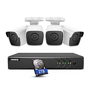 ANNKE 5MP Home Security Camera System with AI Human/Vehicle Detection, 8CH H.265+ DVR Recorder with 4X 5MP (2560TVL) Wired IP67 Outdoor CCTV Cameras, 100 ft EXIR Night Vision with Smart IR & WDR