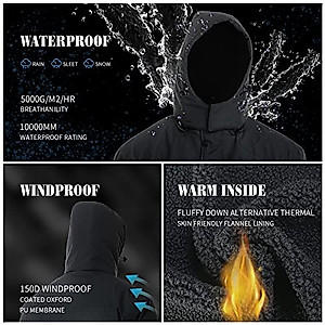 Dr.Cyril Men's Ski Jacket Waterproof Warm Winter Coat Detachable Hood Mountain Windproof Rain Jacket (M, Red)