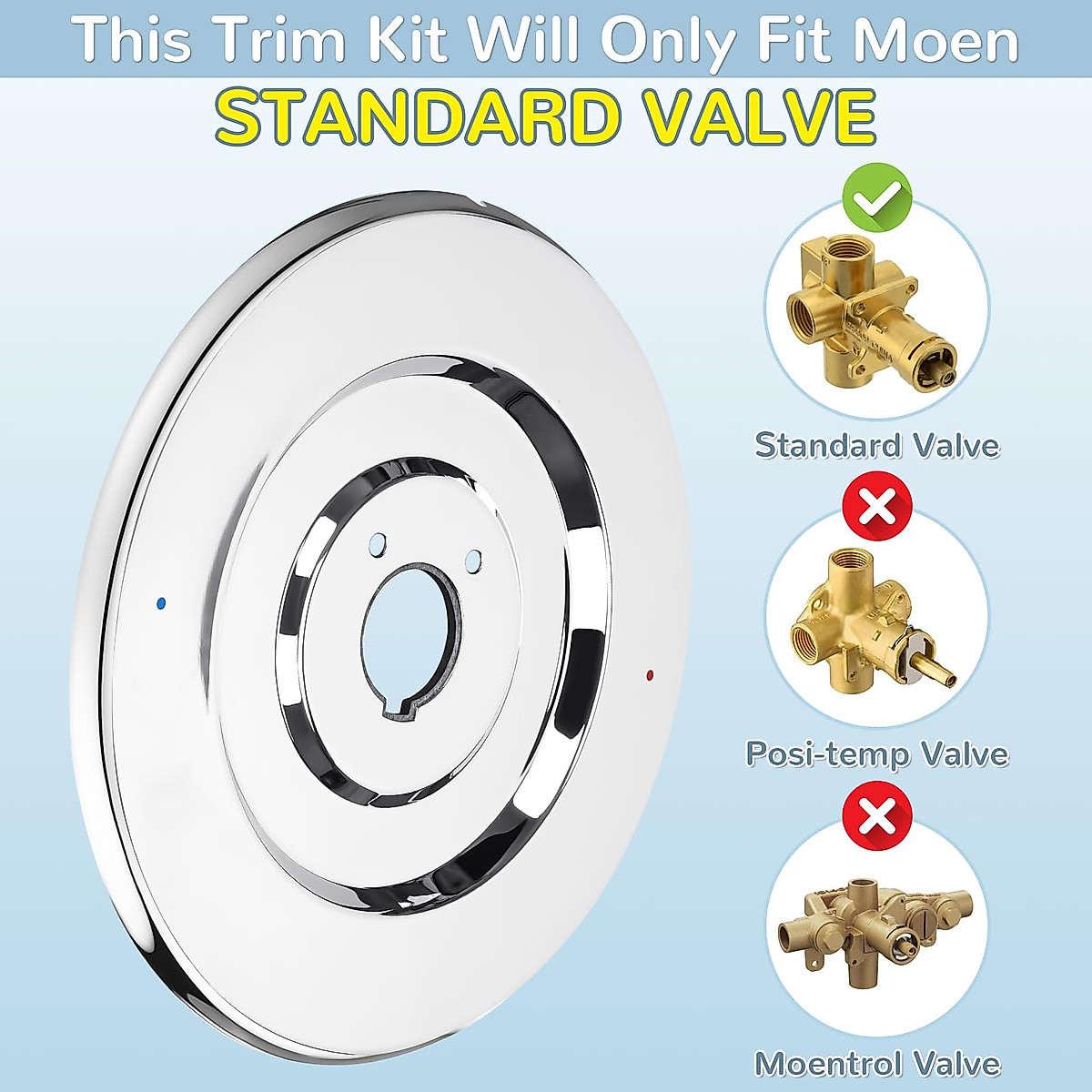 Chateau Collection Escutcheon Replacement for Moen 16090, for One-Handle Tub and Shower Faucets, Chrome