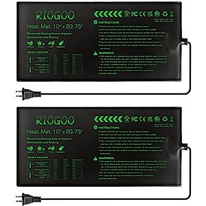 RIOGOO 2 Pack Seedling Heat Mat,Hydroponic Heating Pad Waterproof for Seed Reptile Plant with Power-Off Protection Safe and Durable 10" x 20.75"