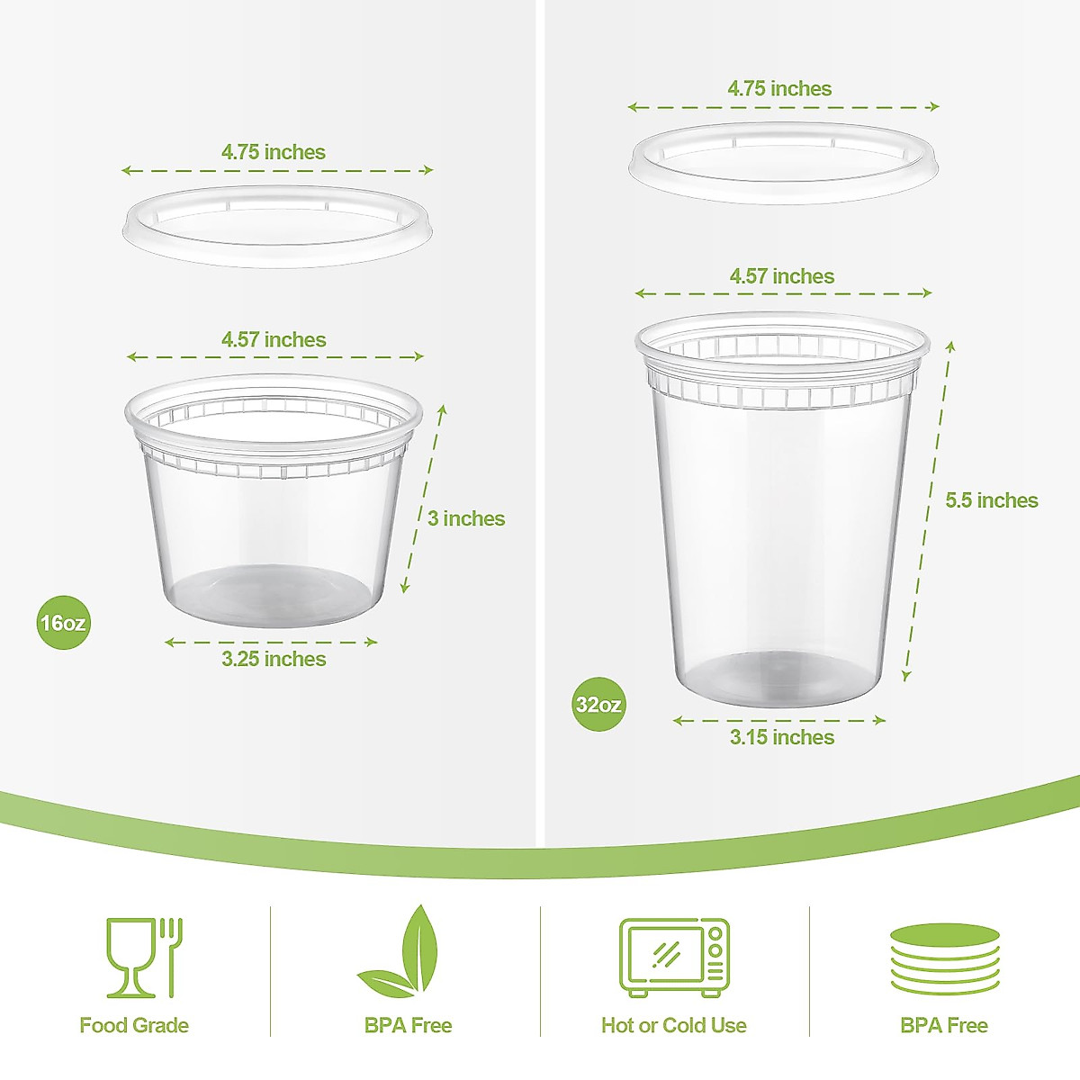 AOZITA 20 Sets Plastic Deli Food Containers With Lids 16oz, 32oz Variety Pack, Airtight Food Storage Containers, Freezer/Dishwasher/Microwave Safe, Soup Containers For Takeout Meal Prep Storage