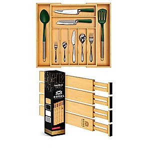 ROYAL CRAFT WOOD Expandable Silverware Drawer Organizer with Small Drawer Dividers