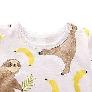 IURNXB Baby Newborn Girl Boy Lovely Cartoon Tree Sloth Print Bodysuit Outfits Baby Clothes