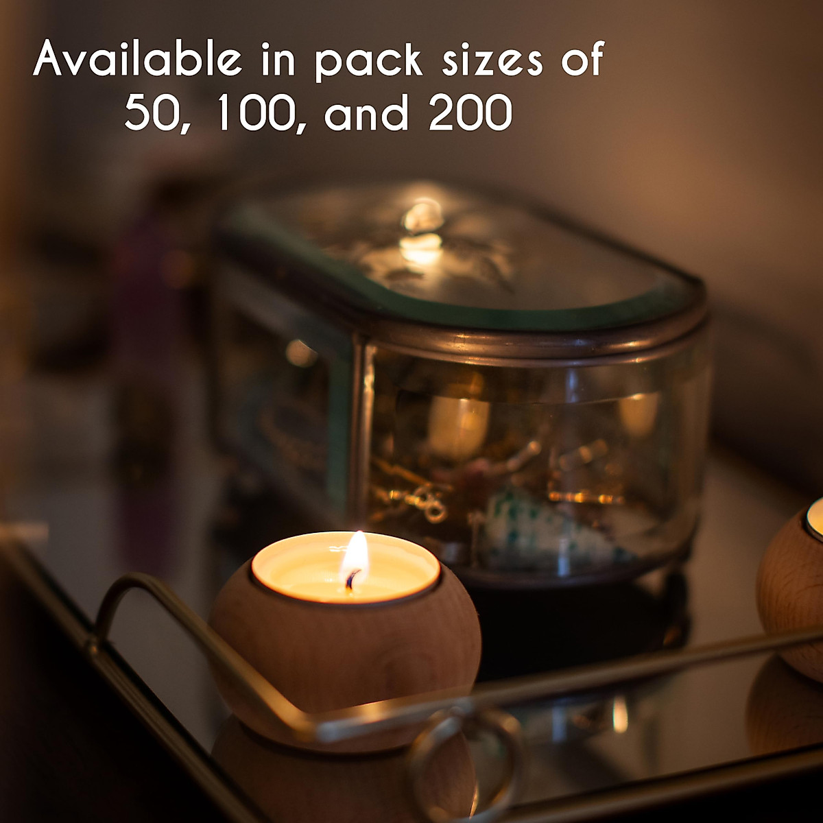 Stonebriar Bulk 50 Pack Unscented Smokeless Long Tea Light Candles with 8 Hour Extended Burn Time, White, 50 Count