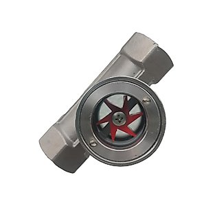 1/2" NPT Stainless Steel 304 Sight Water Flow Indicator Red Impeller 362Psi Flowmeters Pipe Accessories (DN15-1/2")