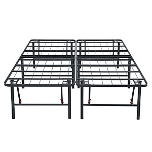 Amazon Basics Foldable Metal Platform Bed Frame with Tool Free Setup, Sturdy Steel Frame, No Box Spring Needed, Full, Black, 75 x 54 x 18 inches (LxWxH)
