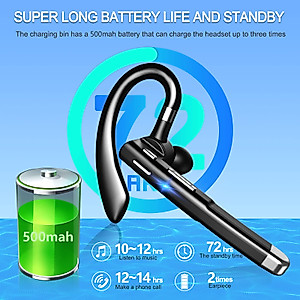 Hsility Bluetooth Headset for Cell Phones 500Hrs Standby Time with LED Charging Case 270 Degrees Rotatable Mic Hands Free Bluetooth 5.1 Version