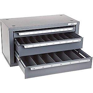 Huot 13350 Three-Drawer End Mill Dispenser Cabinet for Fractional Sizes 1/8" to 1", Model:EDP13350
