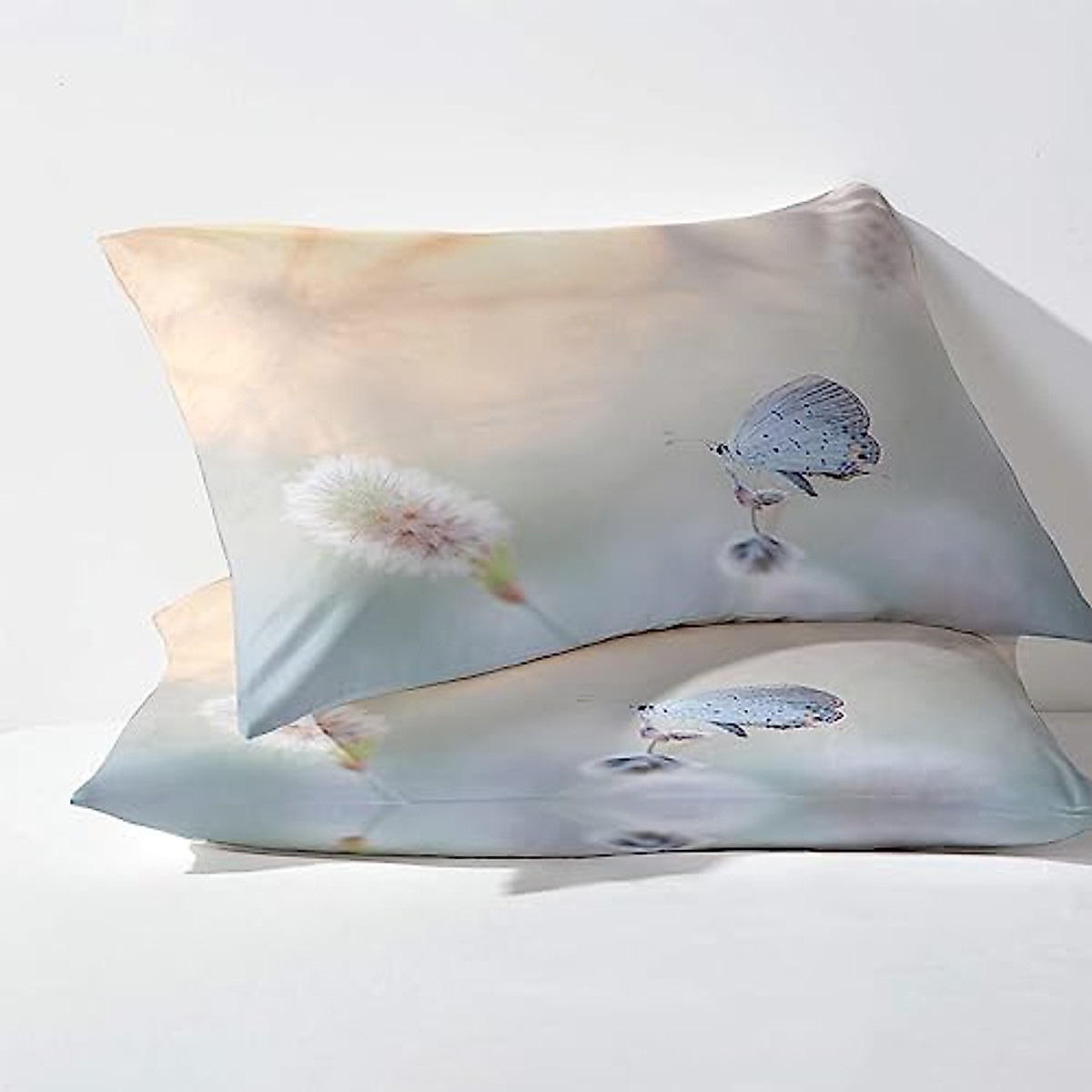 Butterfly Sheets Full Size, Dandelion Plant Bed Sheets, Patterned Bedding Sheets & Pillowcases 4 Piece Set - Soft Microfiber Deep Pocket Fitted Sheet & Flat Sheet & 2 Pillow Cases K6-&-126