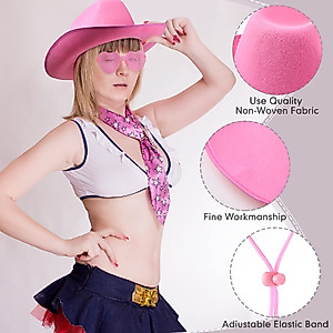 36 Pieces Adult Cowboy Hat with Bandanna Heart Sunglasses Unisex Felt Cowboy Hat Men Women Western Party Hat Cowboy Costume (Multicolor, Simple Style)
