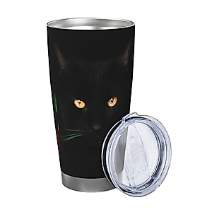 jshmgchw 3d Black Cat 20oz Tumbler, Car Cup With Lid And Straw, Spill-Proof, Stainless Steel Double Wall Vacuum Insulated Reusable Coffee Travel Mug, For Cold Drinks, Hot Beverage