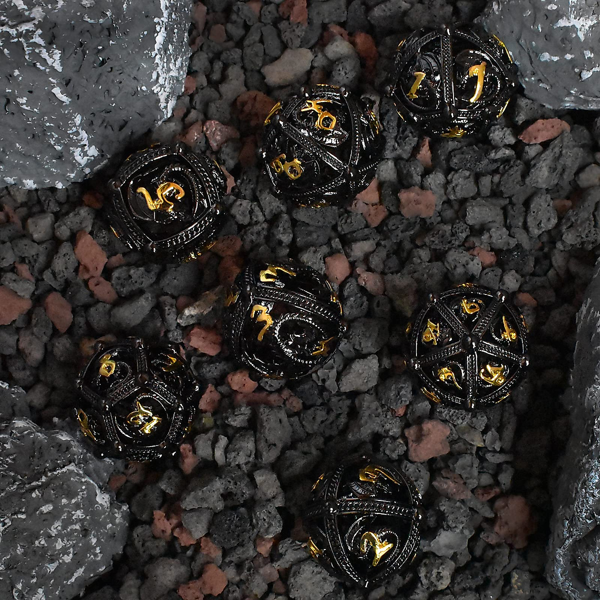 RULE DICE Metal DND Dice Set,Dungeons and Dragons Dice Set with Gifts Box for Role Playing Game,7PCS Polyhedral D&D Dice Set(Blue/Plated Silver)