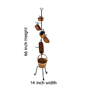 Boxwood and Mum Hanging Storage Basket Stand, Holder, Storage Rack Display Tree, Cloth or Hat Organizer Hanging Storage Farmhouse Style Rustic Home Decor (Rustic Heart)