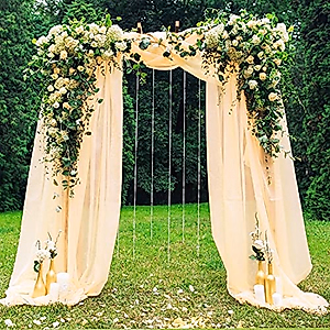PARTISKY Wedding Arch Draping Fabric, 2 Panels 28" x 19Ft Champagne Backdrop Curtain Wedding Arch Decorations Ceiling Drapes for Wedding Ceremony Party Ceiling Decor