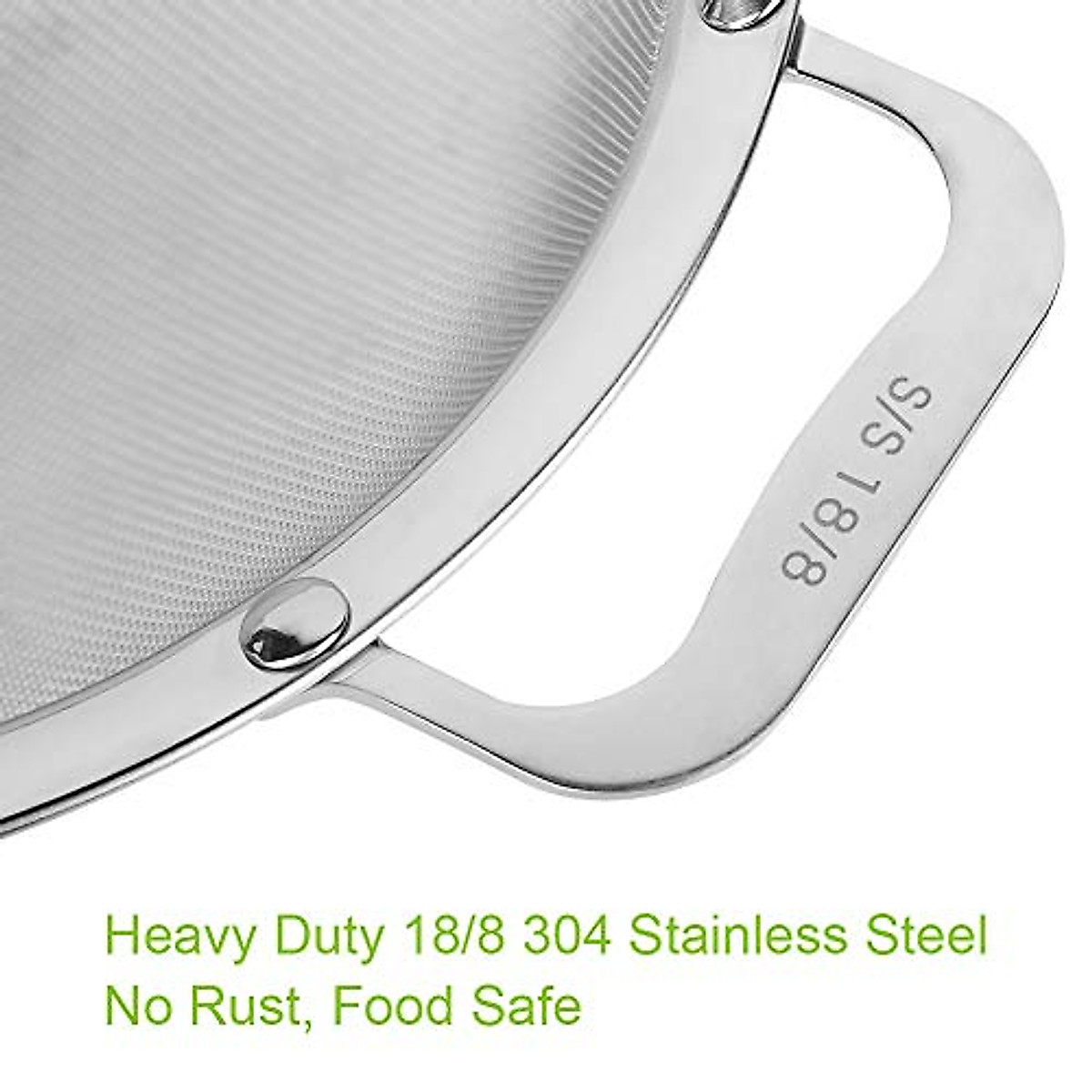 9" Large Mesh Strainer, Stainless Steel 18/8 Extra Fine Quinoa Sieve, with Solid Sturdy Handle, Flour Filter with Wider Hook