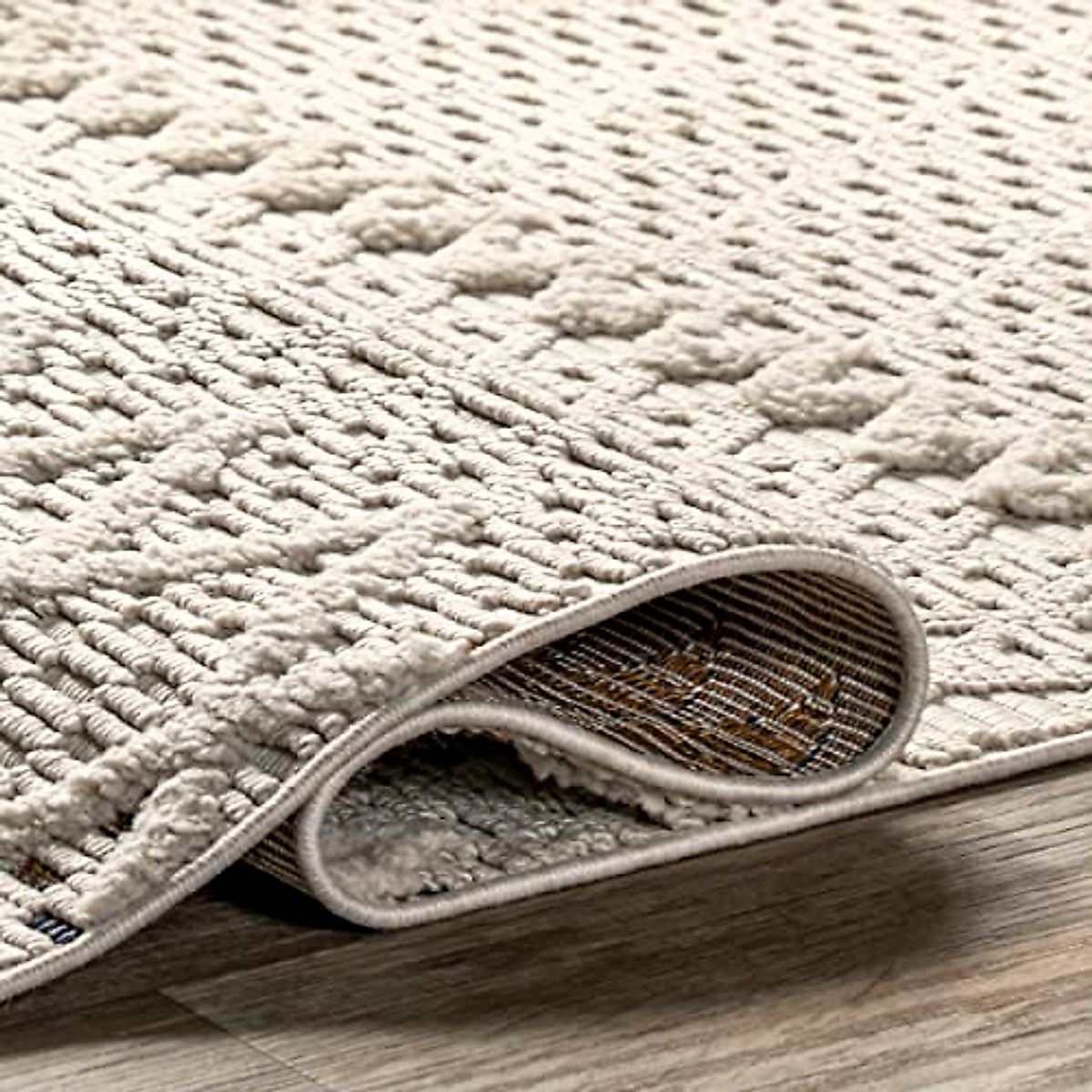 nuLOOM Elena Moroccan Lattice High/Low Tasseled Area Rug, 8x11, Beige