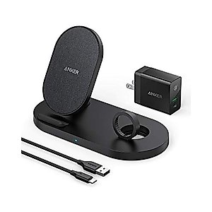 Anker Wireless Charging Station with QC Charger, PowerWave Sense 2-in-1 Stand with Watch Charging Holder for Apple Watch SE/6/5/4/3/2/1, iPhone SE 2020, 11, 11 Pro (Watch Charging Cable Not Included)