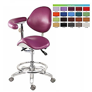 Aphrodite Dental Deluxe Mobile Saddle Chair Micro Fiber Leather Assistant Doctor Stools High End by Purple-Violet
