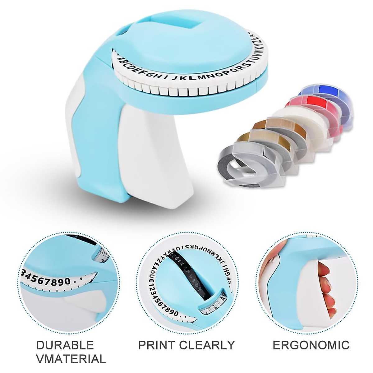 CALIDAKA Embossing Label Maker Machine with 6 Tapes,3D Handheld Embossed Labeling Printer Machine,Handheld Embosser Label Printer Portable Vintage Label Maker,for Home,School,DIY & Crafting